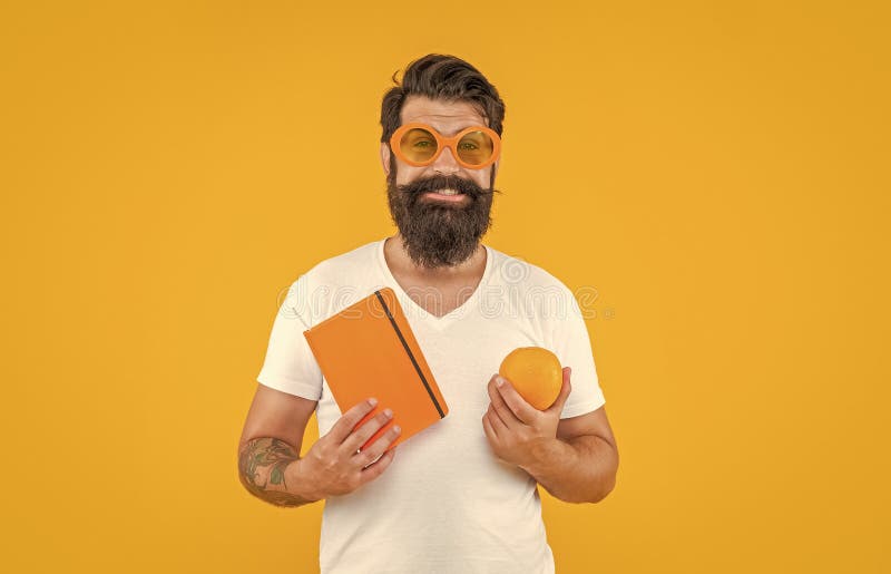 Happy Millennial Man with Planner Isolated on Yellow. Millennial Man ...