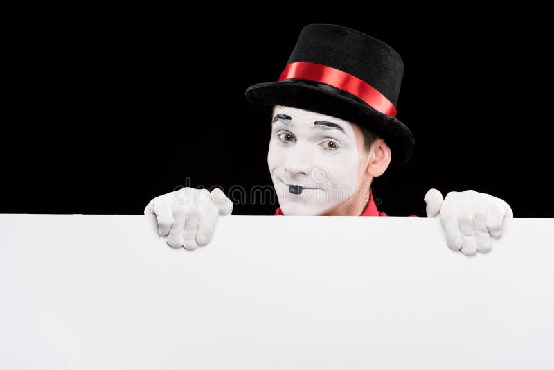 Mime Lifting Up Heavy Brown Suitcase Stock Image - Image of alone ...