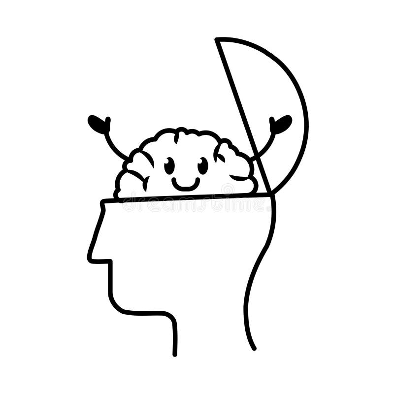 Happy Mind Brain with Open Head Stock Vector - Illustration of open ...