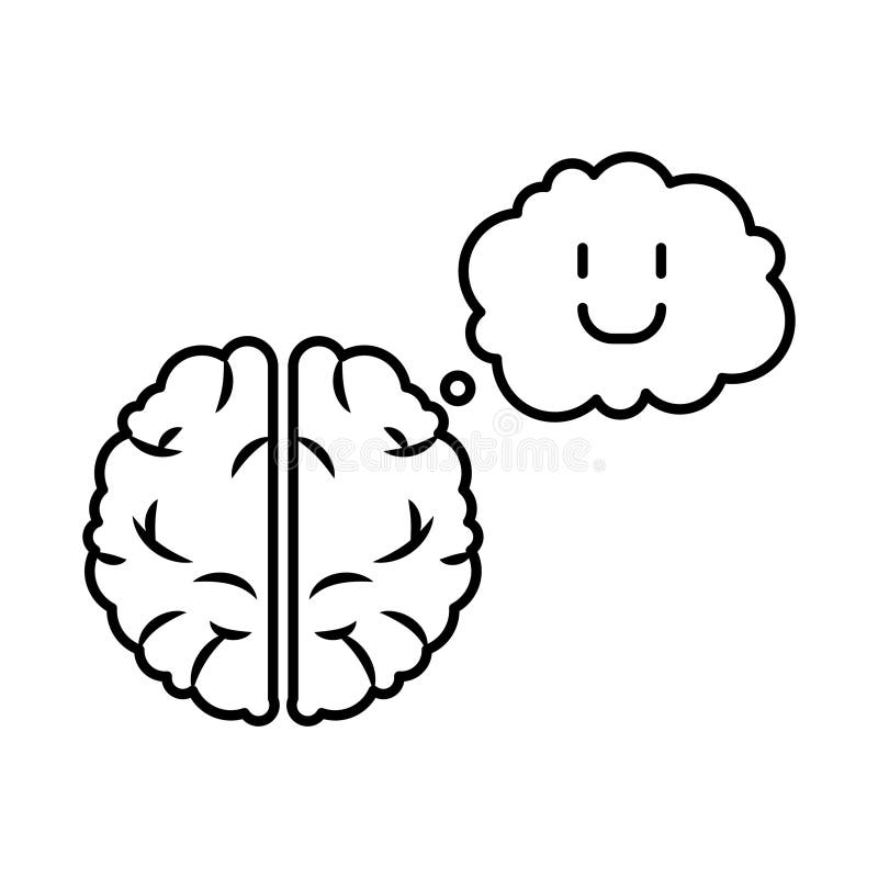 Happy Mind Brain with Smiling Face Stock Vector - Illustration of ...