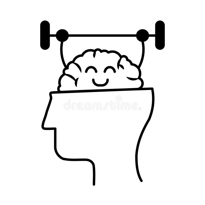 Happy Mind Brain with Weights Stock Vector - Illustration of mindset ...