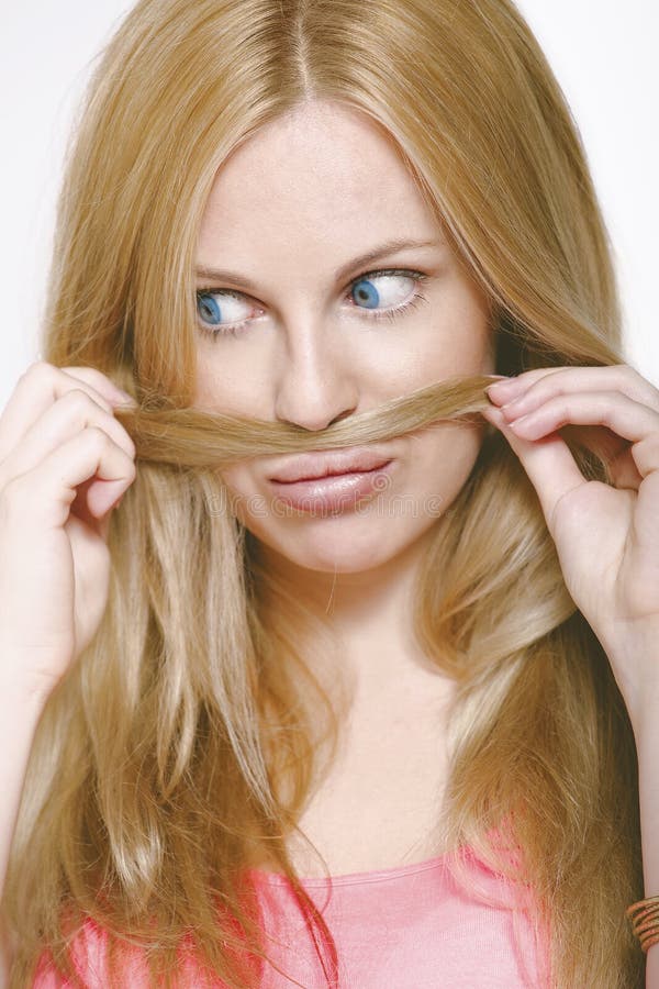 Happy Model in Studio Making Funny Faces. Stock Image - Image of ...