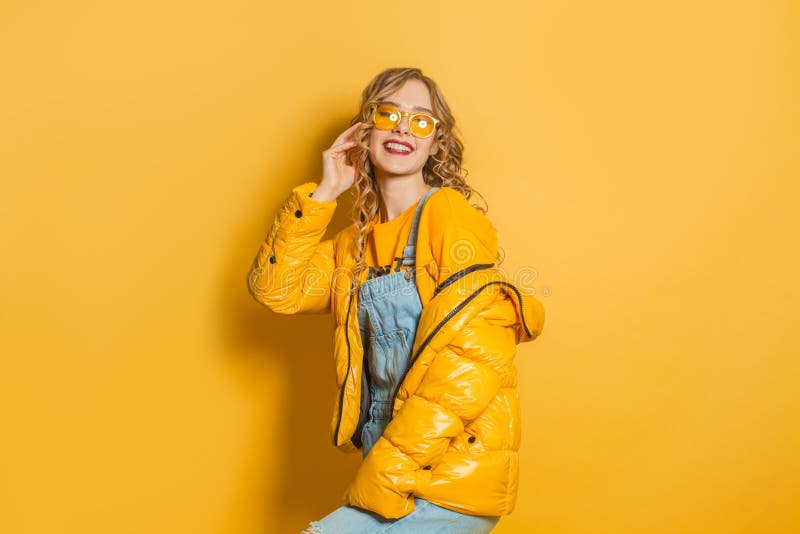 Happy Model Woman with Long Ginger Healthy Blowing Hair, Studio ...