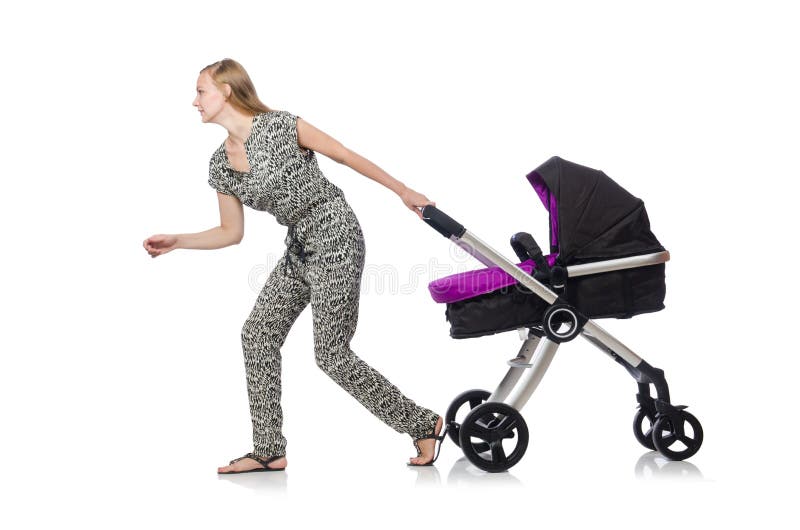 The Happy Mom with Her Baby in Pram Stock Image - Image of birth ...