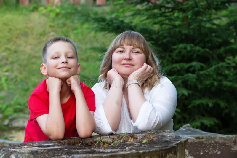 Happy Mom and Son are Looking at the Camera Stock Image - Image of ...