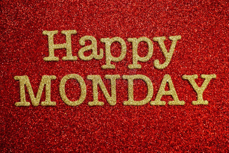 Happy Monday Alphabet Letter on Red Glitter Background Stock Image ...