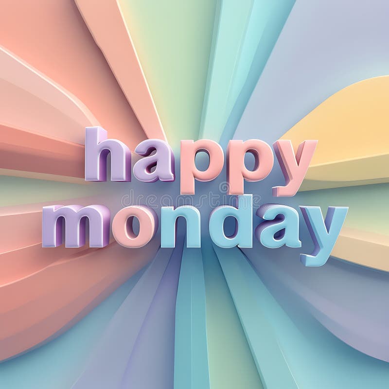 Happy Monday 3D Text on Colorful Background Stock Illustration ...