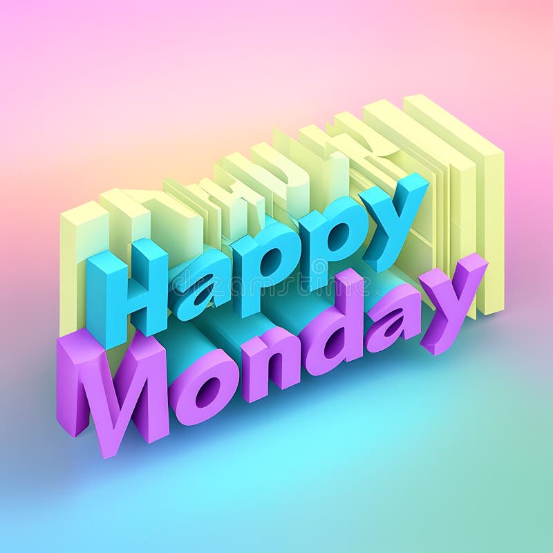 Happy Monday 3D Text Illustration Stock Illustration - Illustration of ...