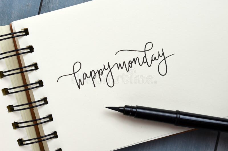 HAPPY MONDAY Hand-lettered in Notepad Stock Photo - Image of depression ...