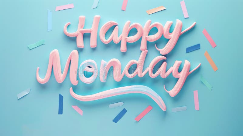 Happy Monday - Lettering on White Background with Coffee Cup and Green ...