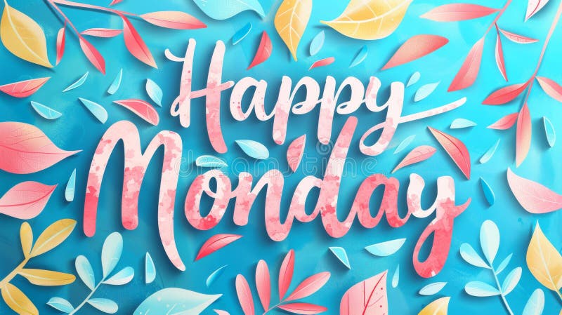 Happy Monday - Modern Calligraphy Lettering on Colorful Background ...