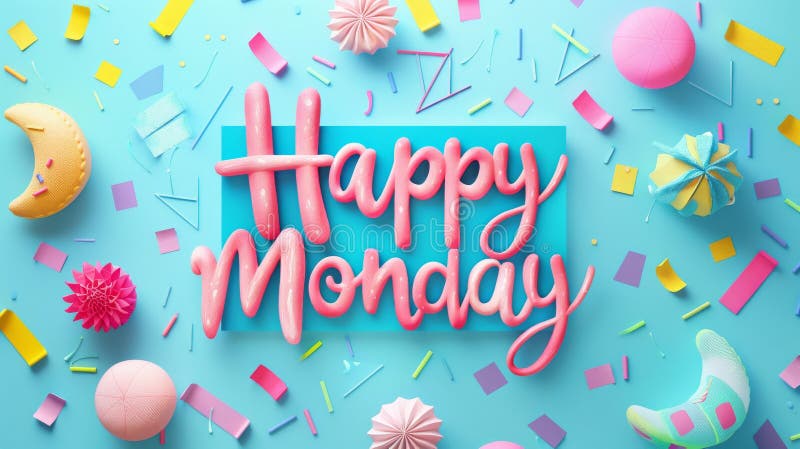 Happy Monday - Modern Calligraphy Lettering on Colorful Background ...