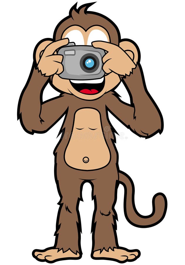 Monkey with camera stock vector. Illustration of monkey - 36068119