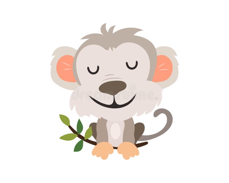 Happy Monkey Cartoon Character Illustration Stock Vector - Illustration ...