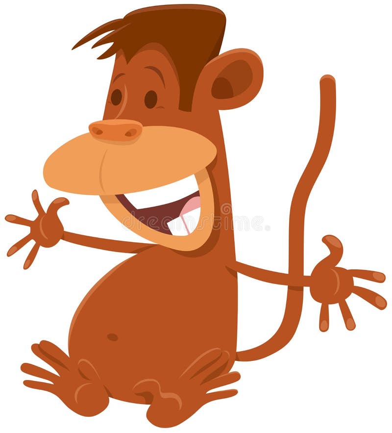 Happy Monkey Comic Animal Cartoon Character Stock Vector - Illustration ...