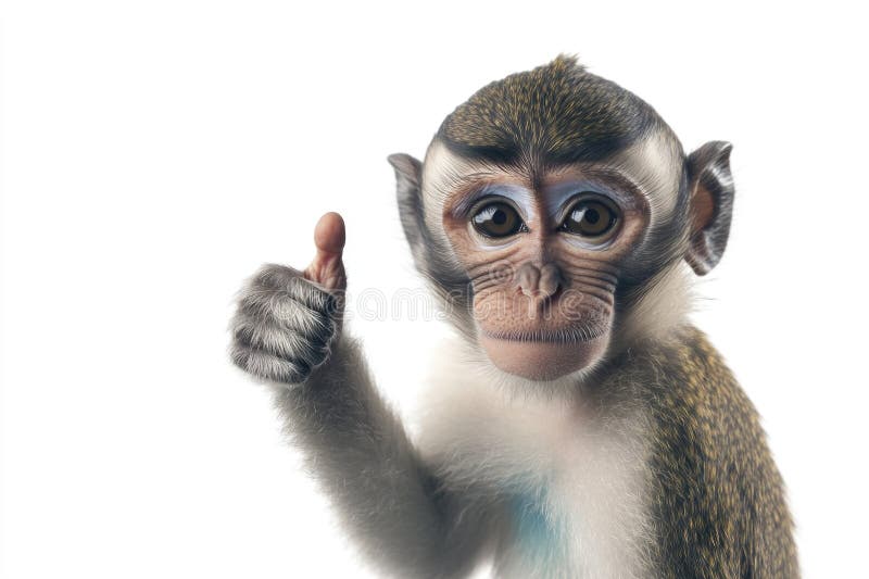 A Happy Monkey Giving a Thumbs Up Sign on a Green Background Stock ...