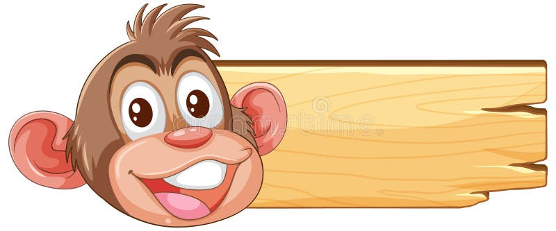 A Happy Monkey Holding a Sign Stock Vector - Illustration of nature ...