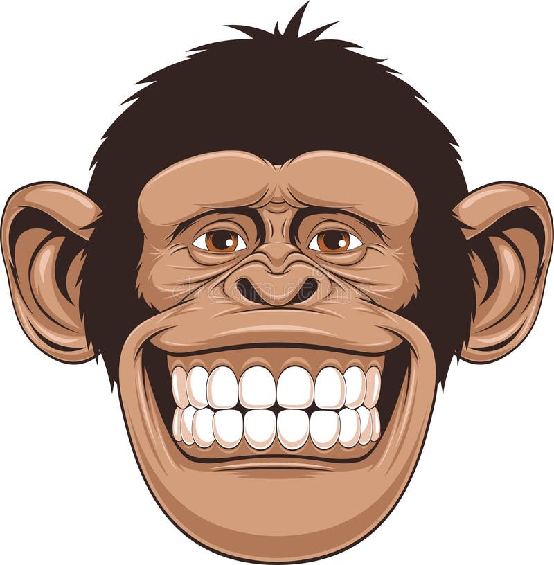Laughing Happy Monkey Face Cartoon Stock Vector - Illustration of brown ...