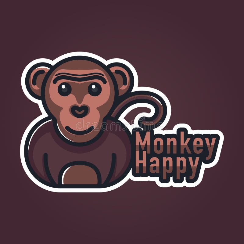 Happy Monkey Vector Mascot Logo Design Illustration Stock Vector ...