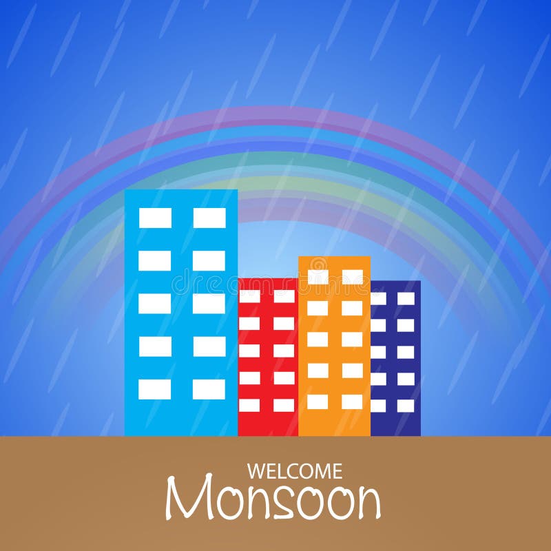 Happy Monsoon. stock illustration. Illustration of label - 159824205