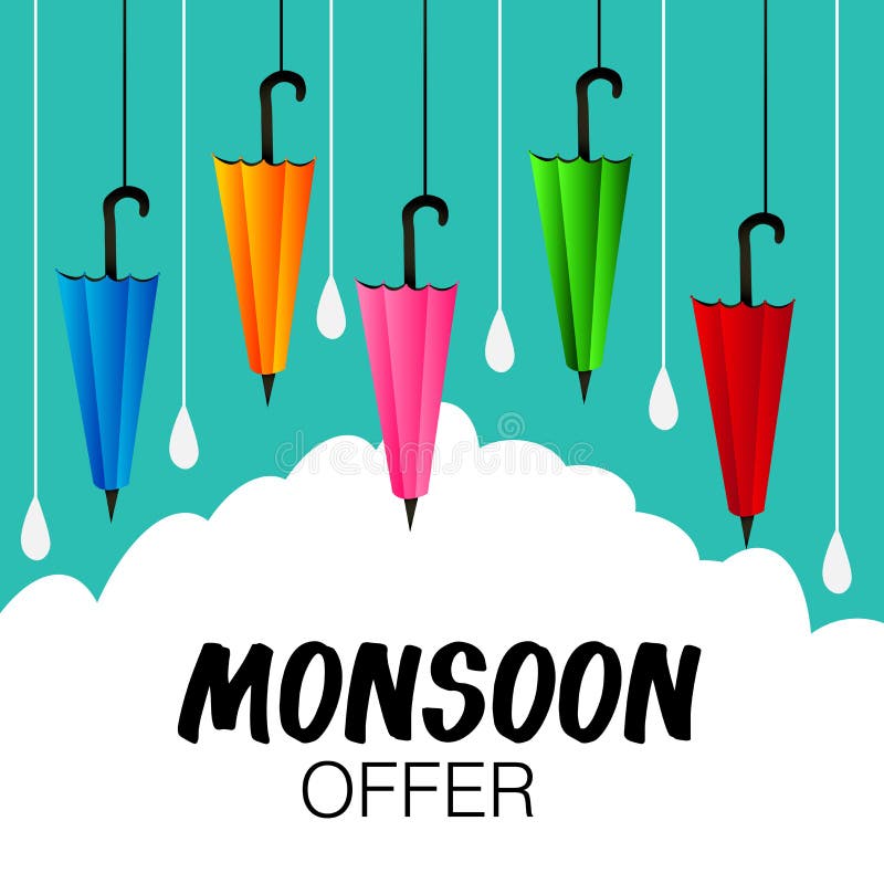 Happy Monsoon - Simple Inspire and Motivational Quote. Hand Drawn ...