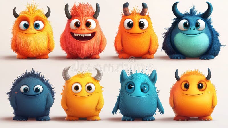 Happy Monster Characters with Big Smile Stock Illustration ...