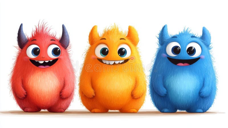Happy Monster Characters with Big Smile Stock Illustration ...