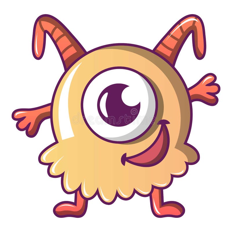 Happy Monster Icon, Cartoon Style Stock Vector - Illustration of horn ...