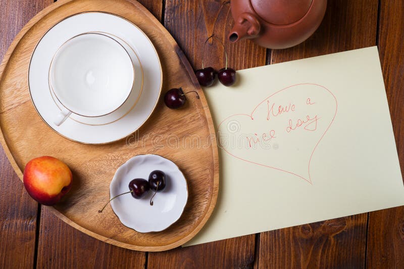 Happy Morning . Life Style Shot Morning Tea with Nice Note Stock Image ...