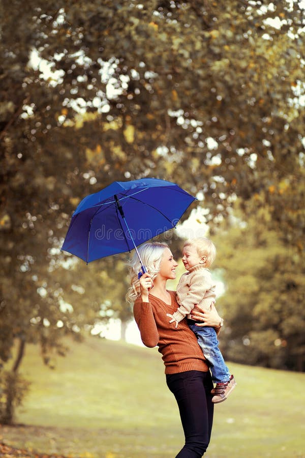 Happy Mother and Baby Having Fun in Autumn Stock Photo - Image of ...
