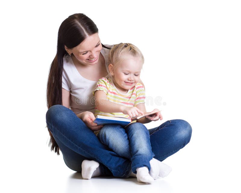 Happy Mother and Child Read a Book Together Stock Photo - Image of ...