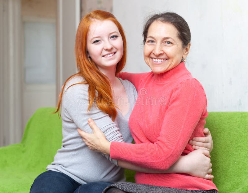Happy Mother and Daughter Hugging Each Other Stock Photo - Image of ...