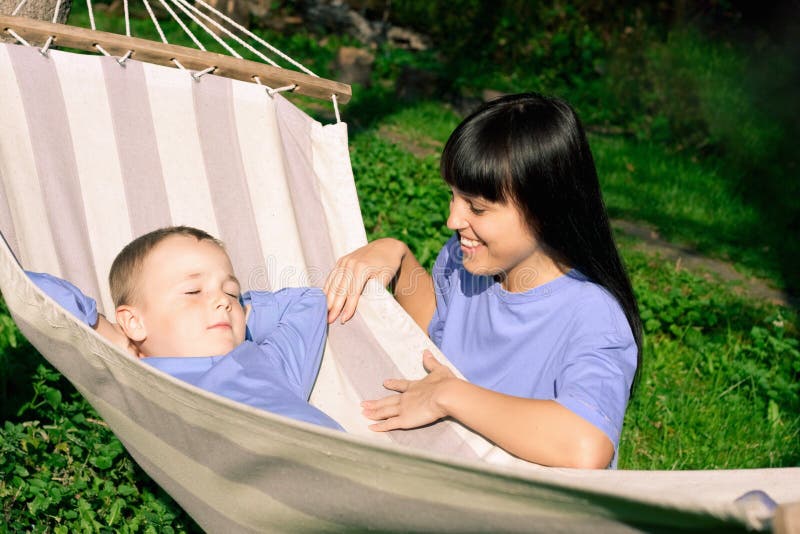 Happy Mother and Her Son Have a Rest Stock Photo - Image of dream, calm ...
