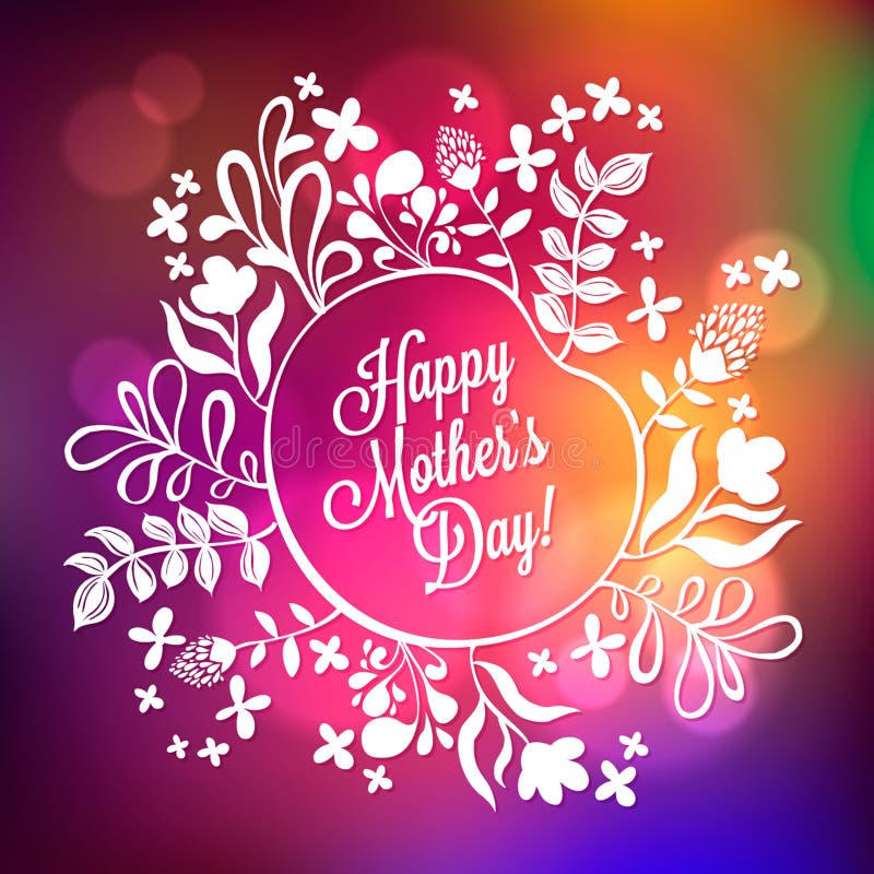 Happy Mother S Day Floral Wreath Blurred Background Stock Vector ... Happy Mother S Day Floral Wreath Blurred Background Stock Vector ...