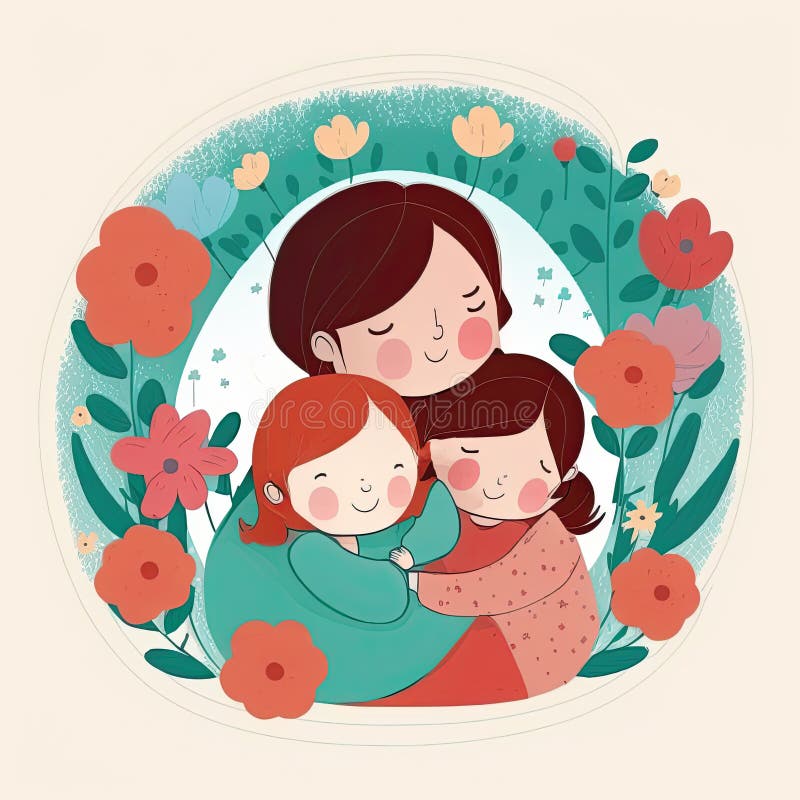 Happy Mother S Day Greeting Card Generative Ai Stock Illustration