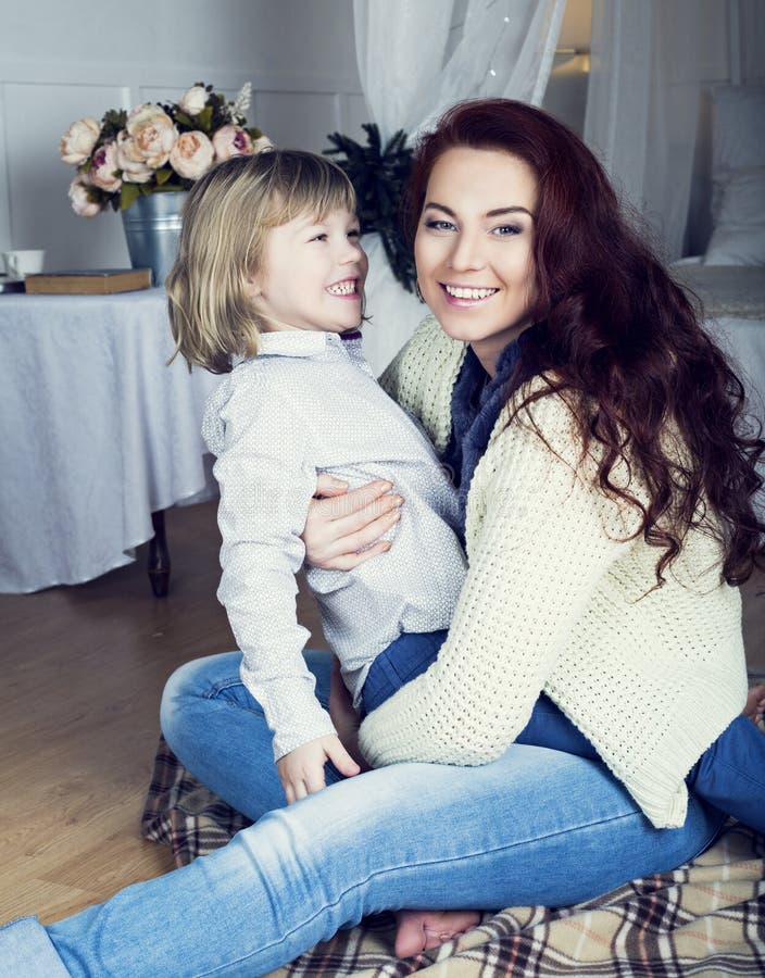 Happy mother and son stock image. Image of happy, joyful - 68758879