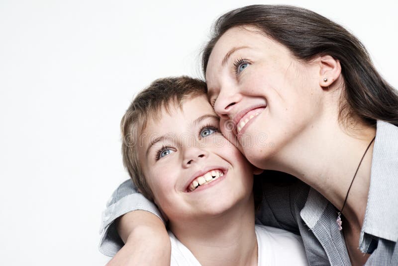 Happy Mother with the Son Isolated Stock Photo - Image of head, happy ...
