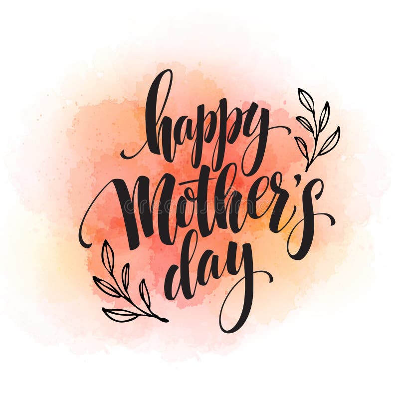 Happy Mothers Day Hand Drawn Lettering Card Vector Illustration Stock