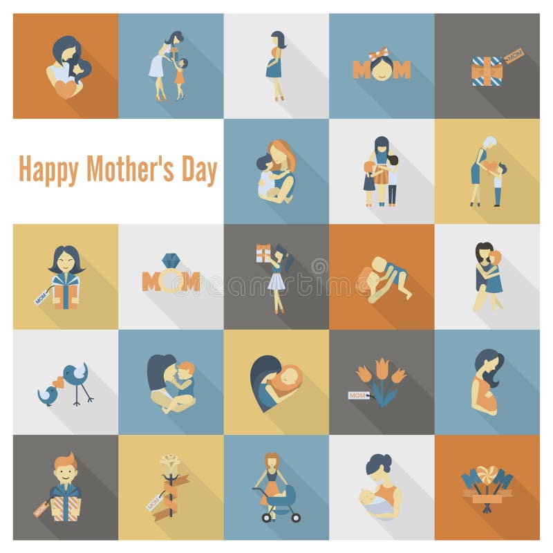 Happy Mothers Day Icons stock vector. Illustration of celebration ...