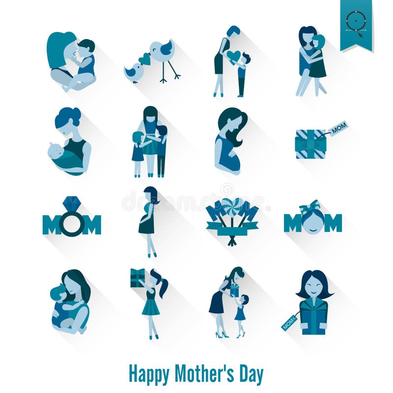 Happy Mothers Day Icons stock vector. Illustration of childcare - 58459175