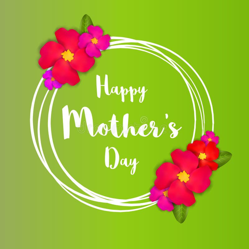 Happy Mothers Day Pink Floral Greeting Card With Bunch Of Spring