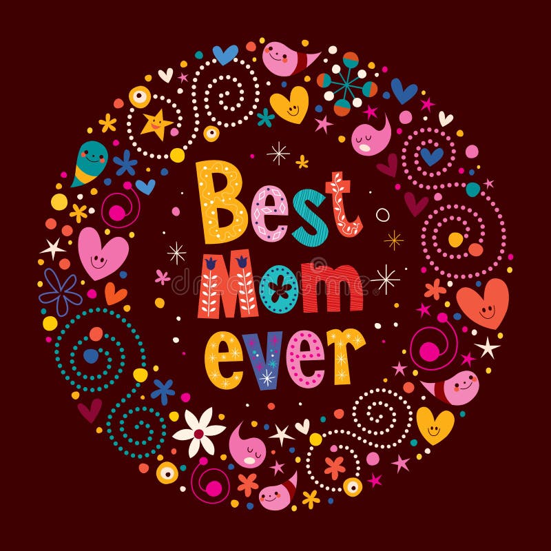 Happy Mothers Day Retro Card Best Mom Ever Stock Vector Illustration