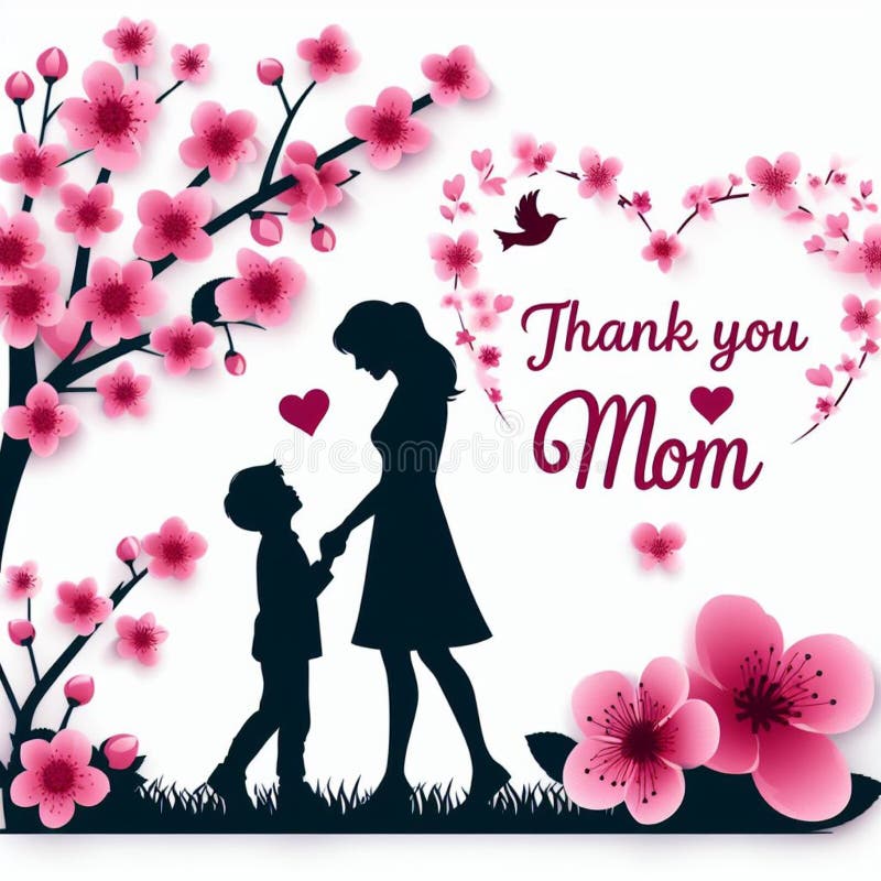 Happy Mothers Day Thank You Mom I Love You Mom Stock Illustration