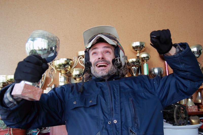 Happy Motorcyclist Man is Dancing and Adventure Motorbike on the Top of ...