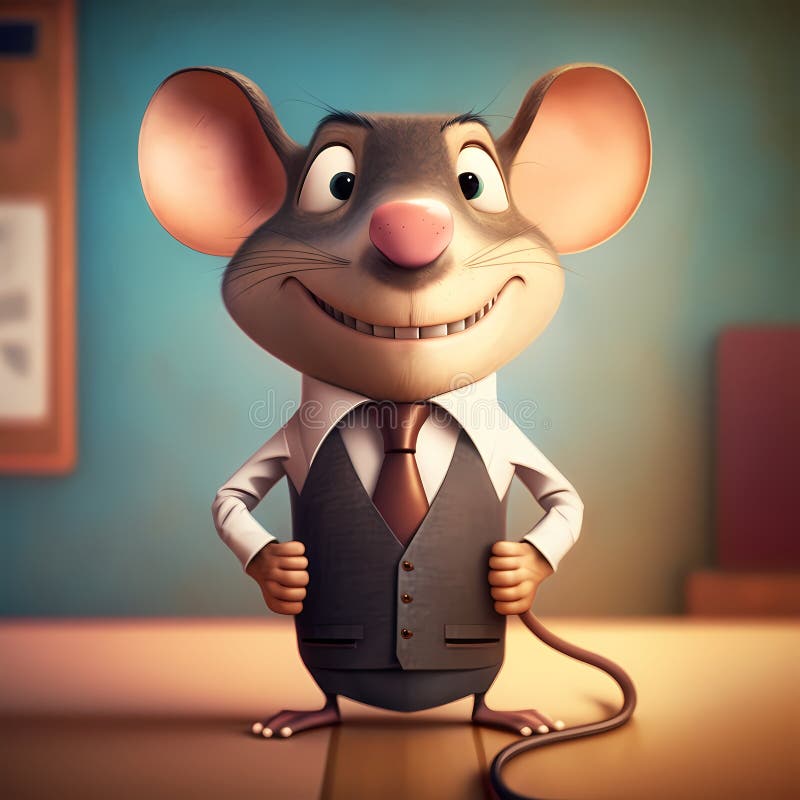 Happy Mouse Businessman in the Office. Generative AI Stock Illustration ...