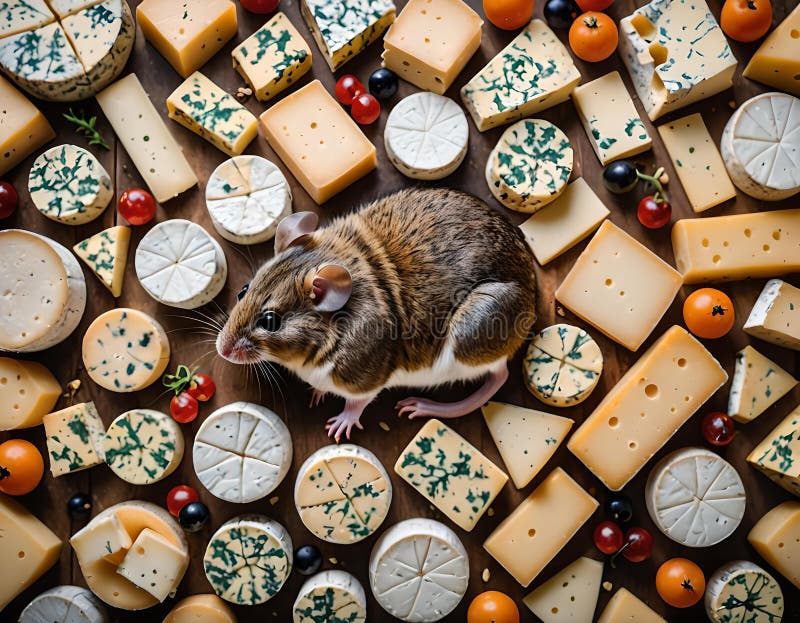 Happy Mouse, a Picture of a Mouse Surrounded by Lots of Cheese Stock ...