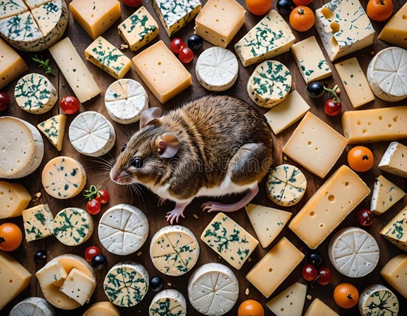 Happy Mouse, a Picture of a Mouse Surrounded by Lots of Cheese Stock ...