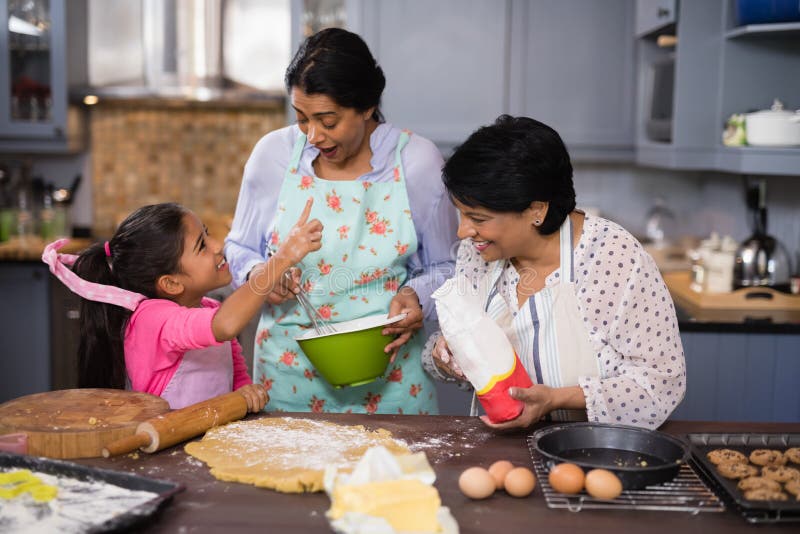 Happy Multi-generation Family Preparing Food Stock Image - Image of ...