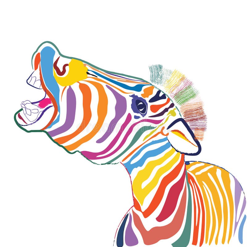 A happy multicolored zebra stock vector. Illustration of isolated ...