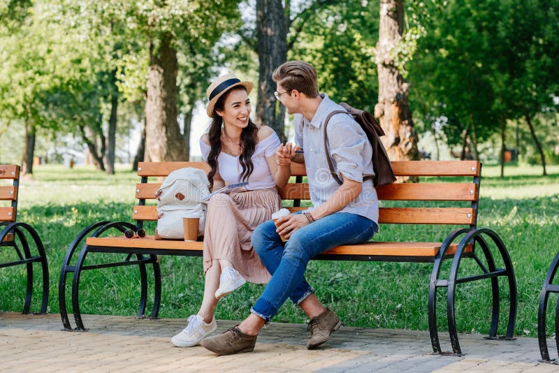 Conversation on Bench stock photo. Image of emotion, expression - 8584766